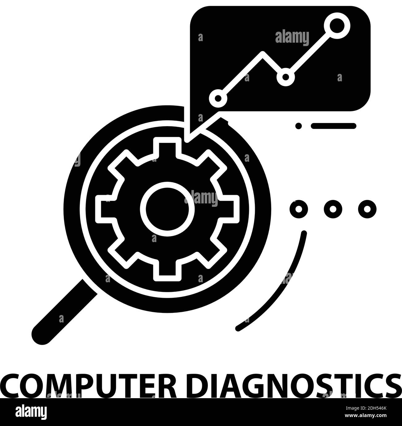 computer diagnostics icon, black vector sign with editable strokes ...