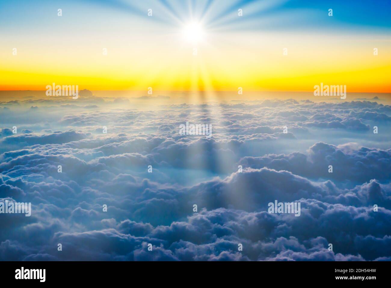 Sunset sky with blue clouds Stock Photo - Alamy