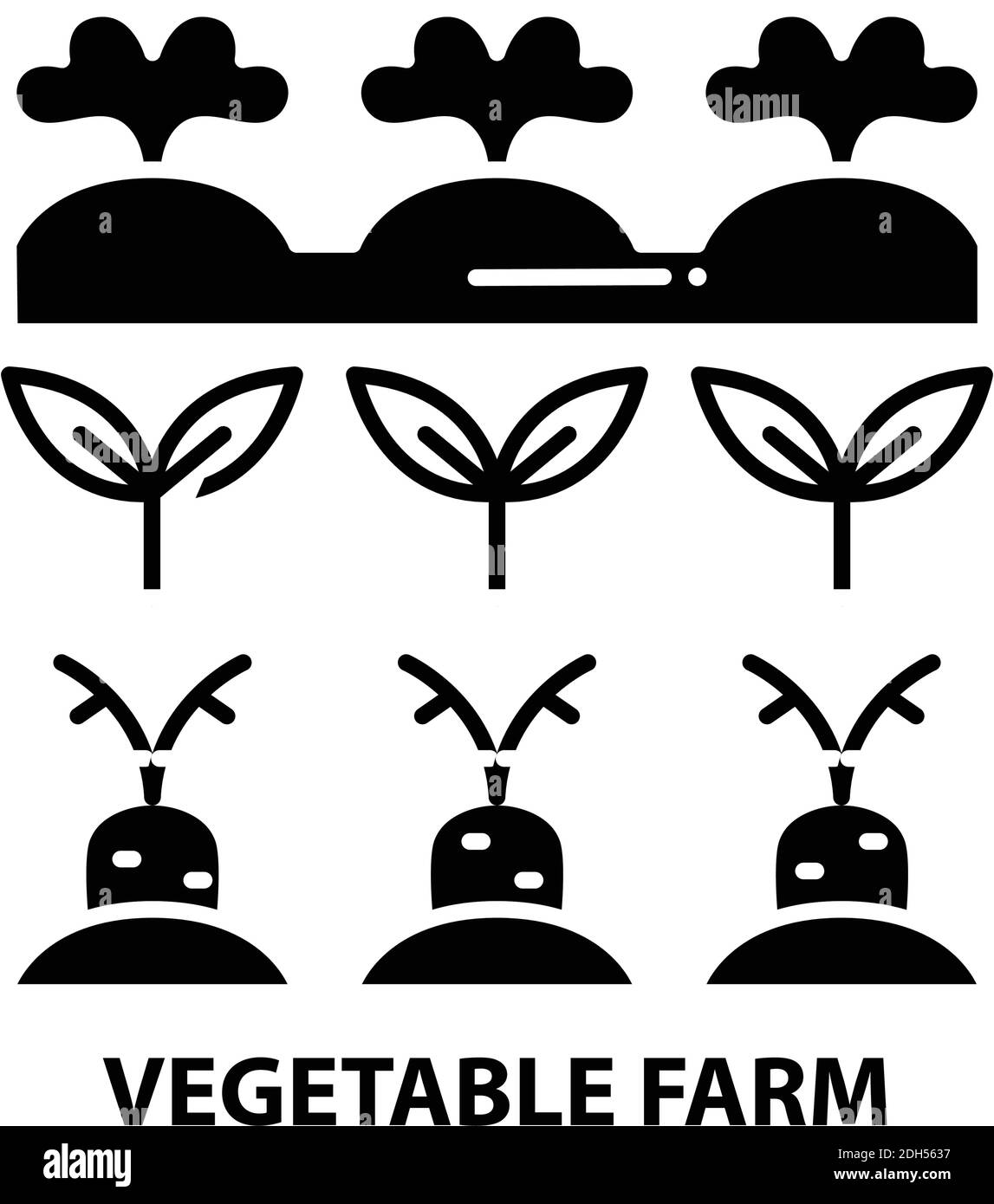 vegetable farm icon, black vector sign with editable strokes, concept ...