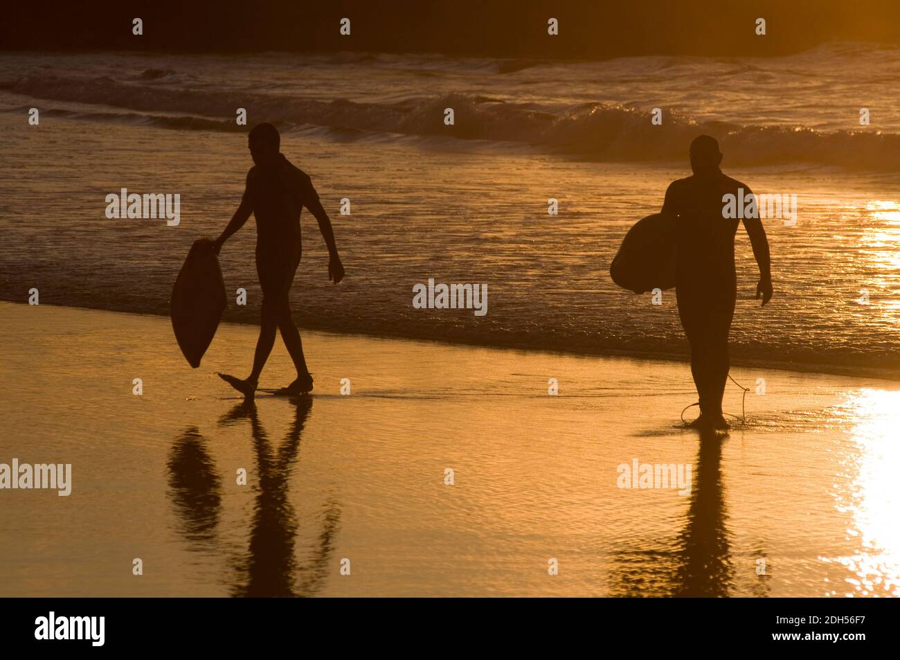 backlight scenes with yellow and orange sunset on the beach Stock Photo ...