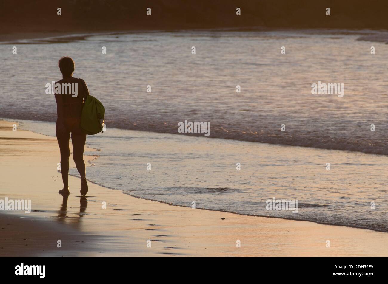 backlight scenes with yellow and orange sunset on the beach Stock Photo ...