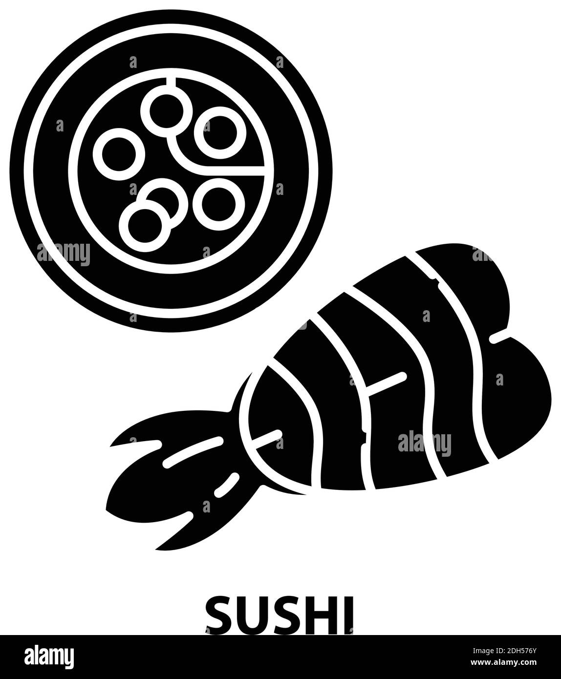 sushi symbol icon, black vector sign with editable strokes, concept ...