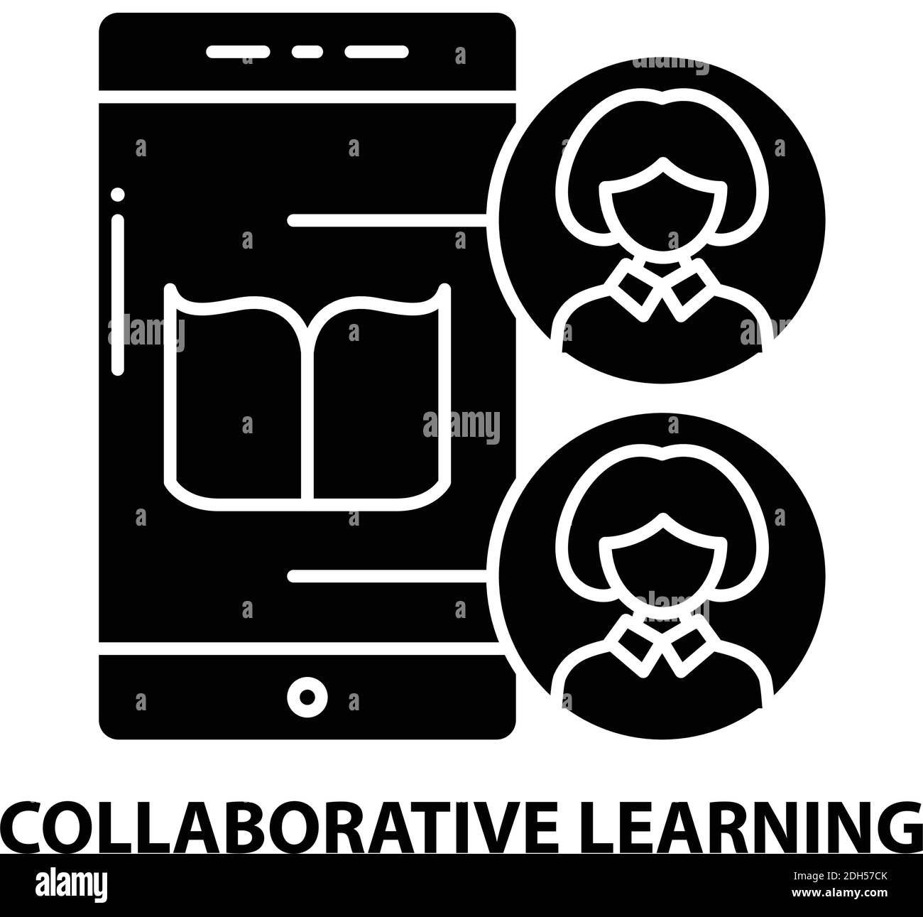 collaborative learning icon, black vector sign with editable strokes ...