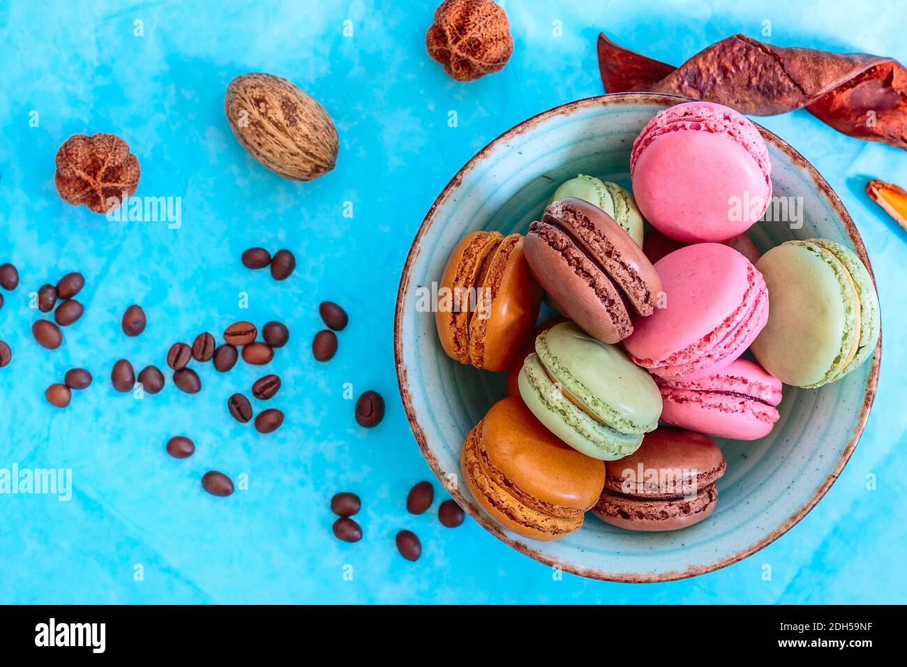 Cake macaron or macaroon bowl top view Stock Photo - Alamy