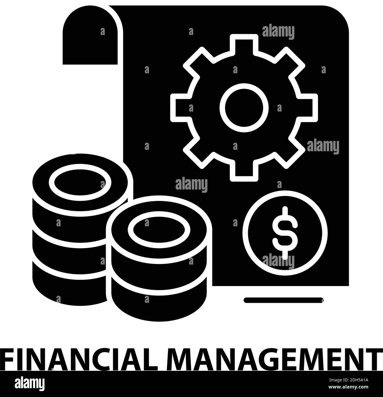financial management icon, black vector sign with editable strokes ...