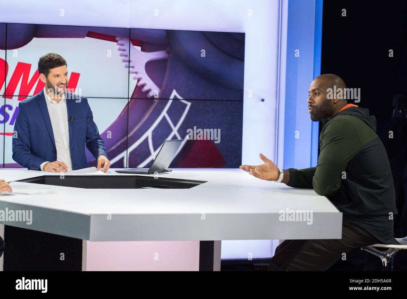 Exclusive - Teddy Riner is interviewed by Nicolas Jamain on BFM TV for ...
