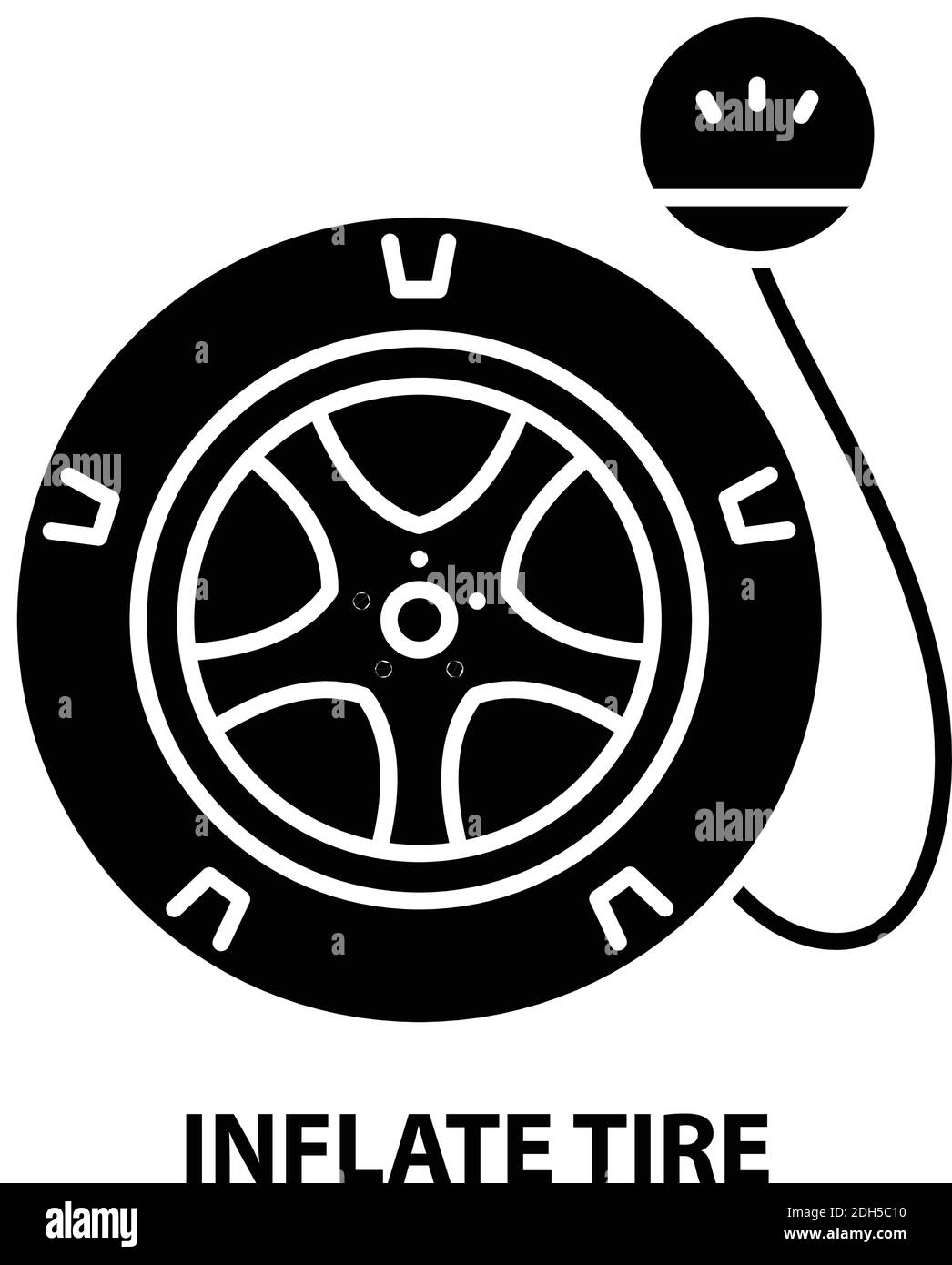 inflate tire icon, black vector sign with editable strokes, concept ...
