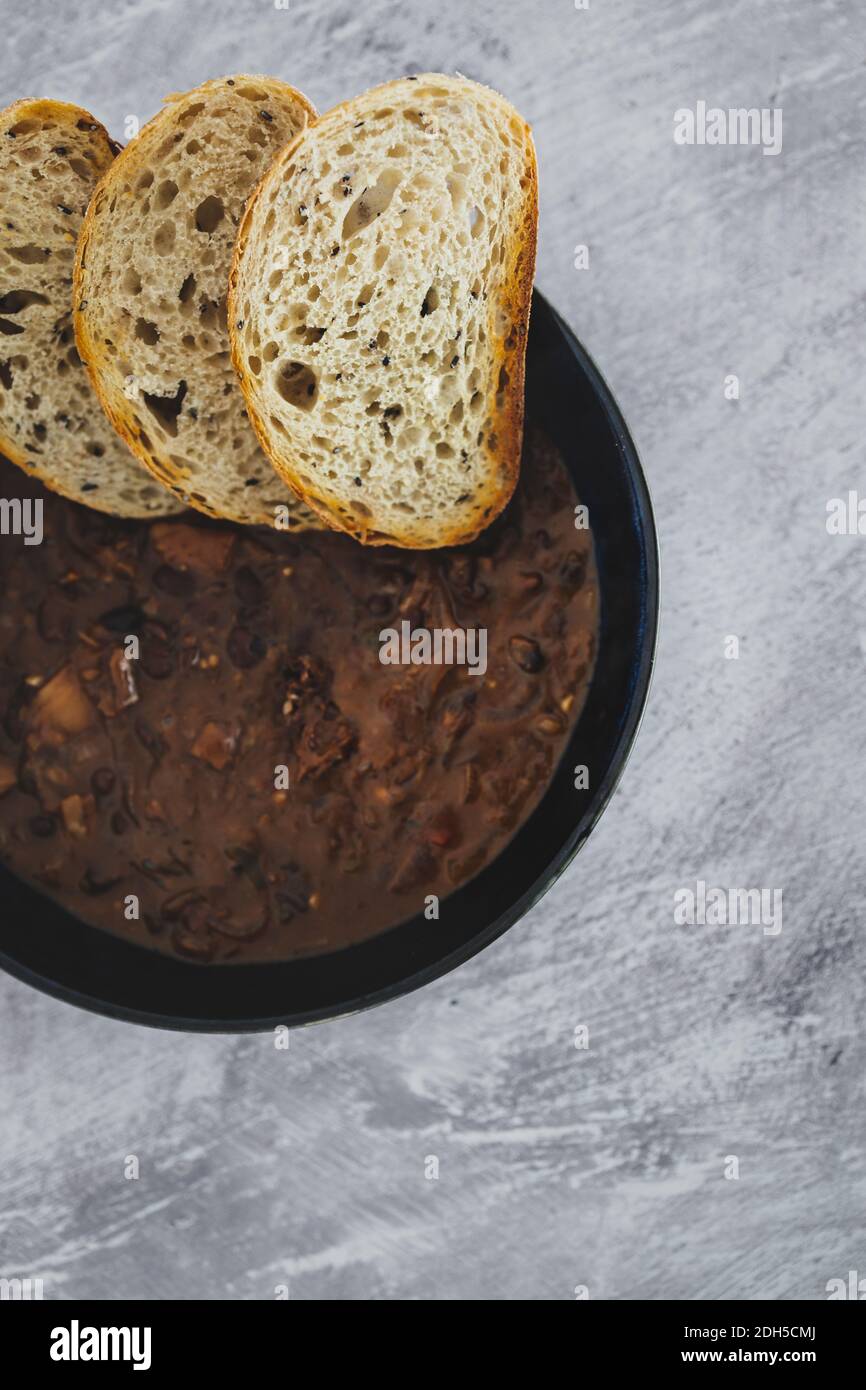 plant-based food, vegan brazilian feijoada with beans and plant-based ...