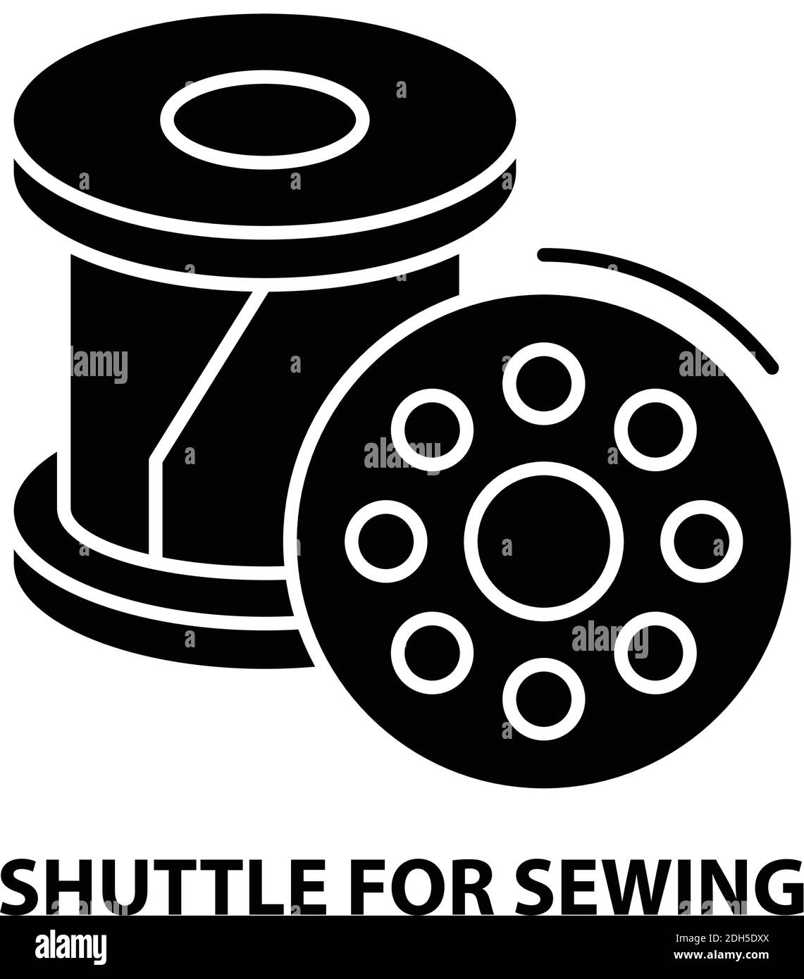 shuttle for sewing icon, black vector sign with editable strokes ...