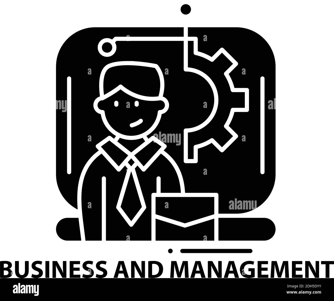 business and management icon, black vector sign with editable strokes ...