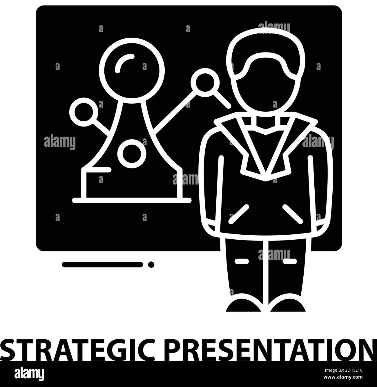 strategic plan presentation icon, black vector sign with editable ...