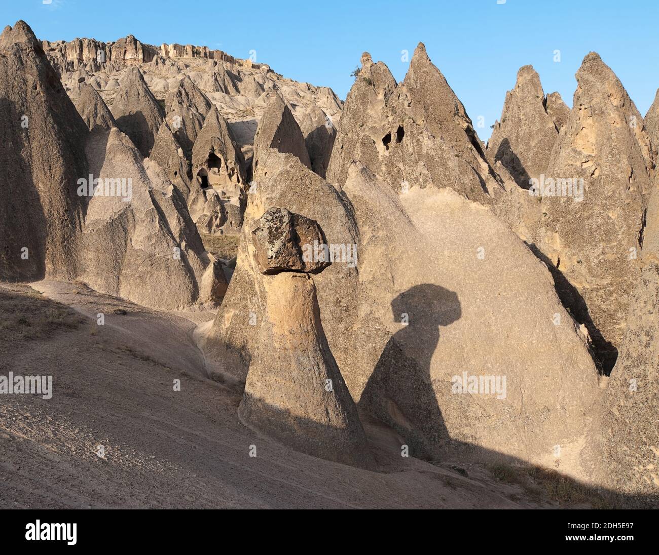 typical rock formation at twilight in Cappadocia, Turkey Stock Photo ...