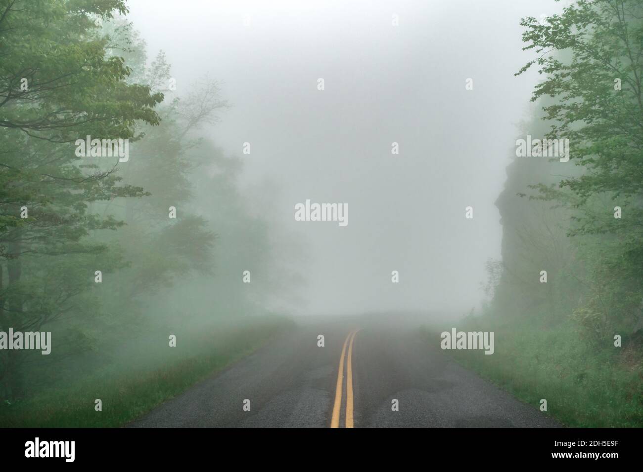 Early morning drive through blue ridge parkway in spring Stock Photo ...