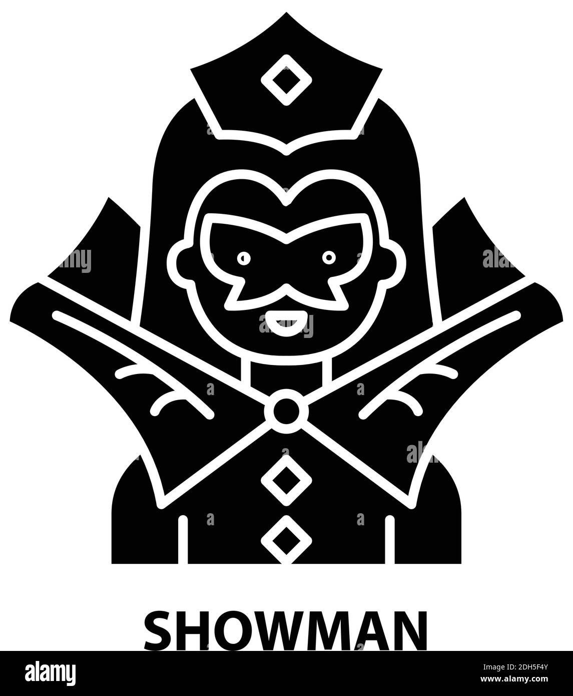 showman icon, black vector sign with editable strokes, concept ...