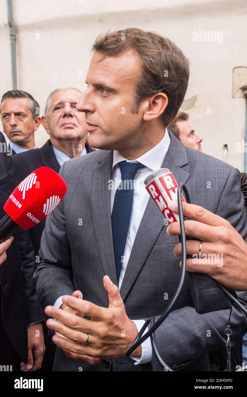 French President Emmanuel Macron at the Place du Capitole in Toulouse ...
