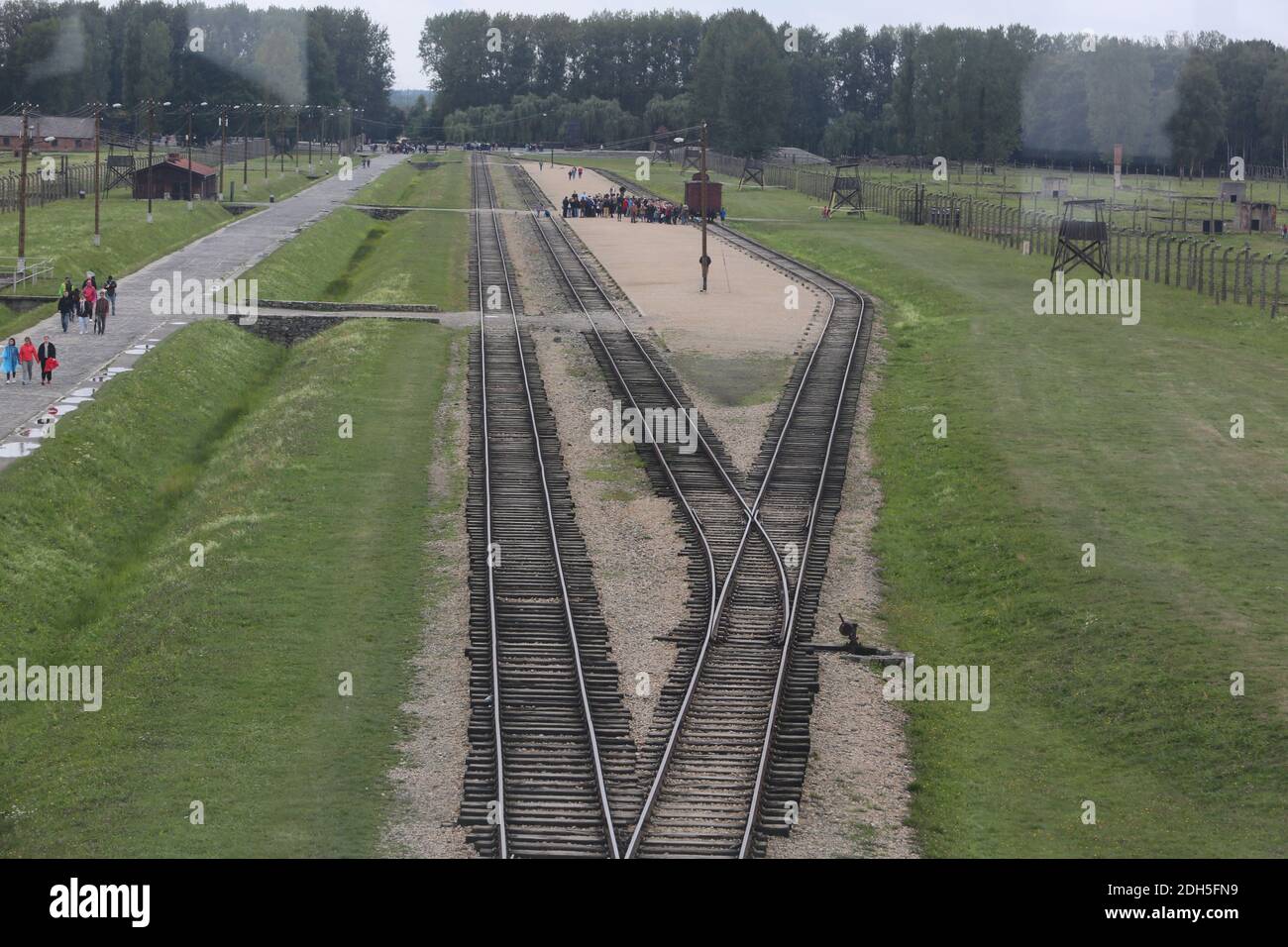 Rail tracks leading to the platform where the selection process took ...