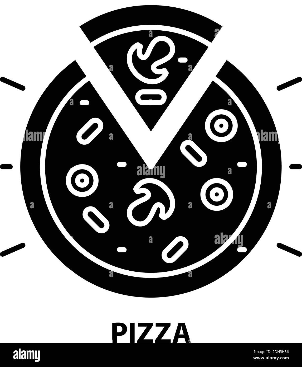 pizza symbol icon, black vector sign with editable strokes, concept ...
