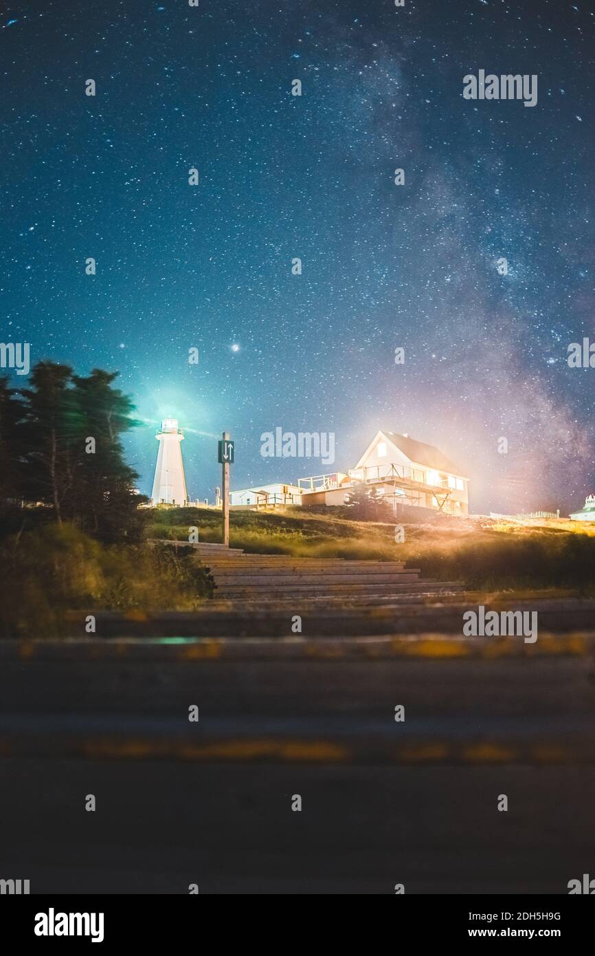 cape spear lighthouse at night in st. john's, newfoundland, canada ...