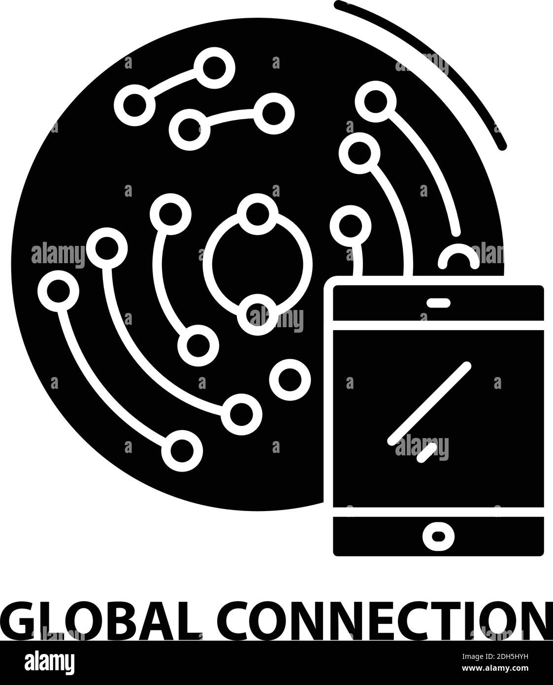 global connection symbol icon, black vector sign with editable strokes ...