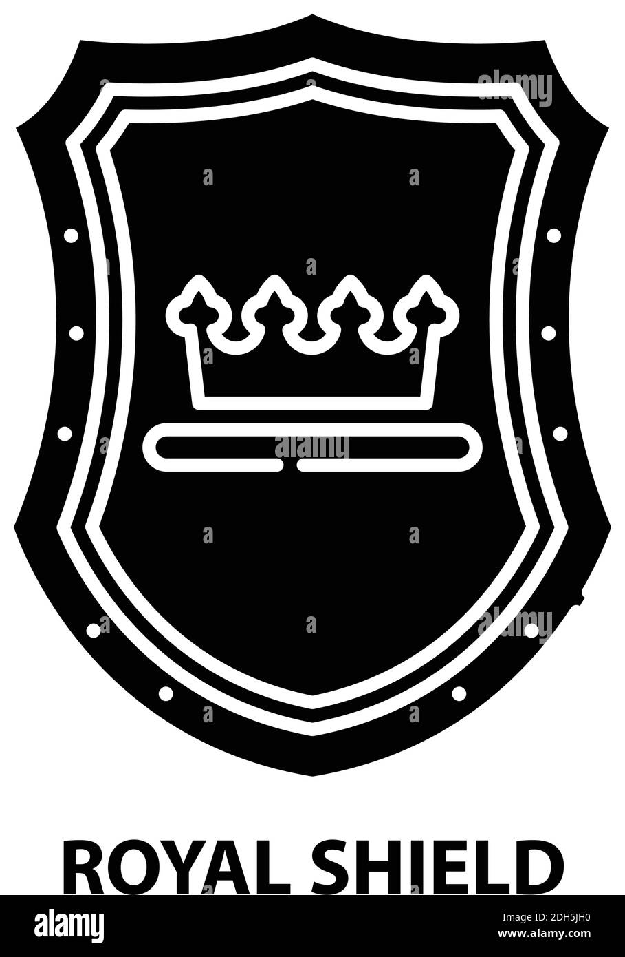 royal shield icon, black vector sign with editable strokes, concept ...
