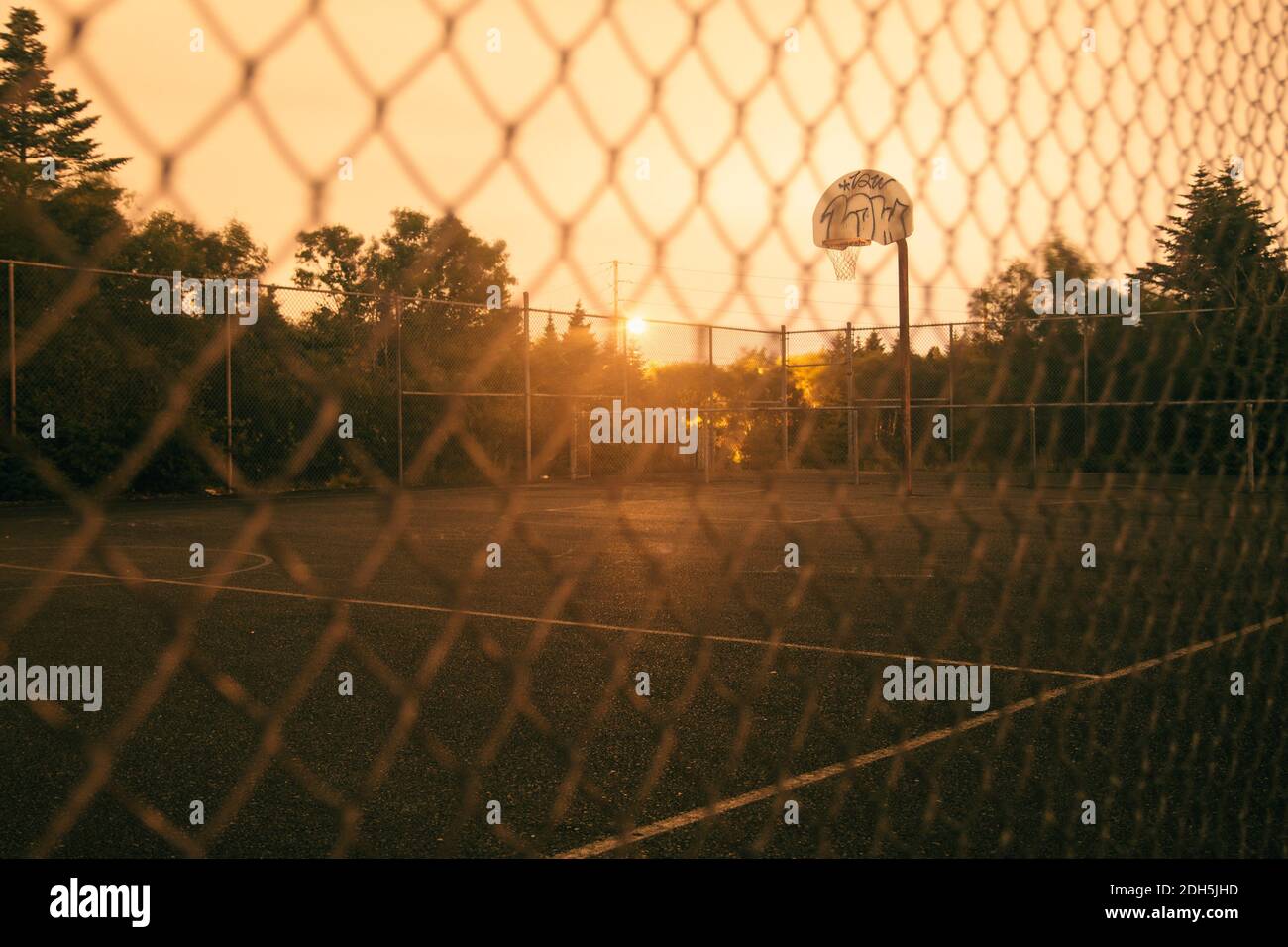 empty basketball court at night Stock Photo - Alamy