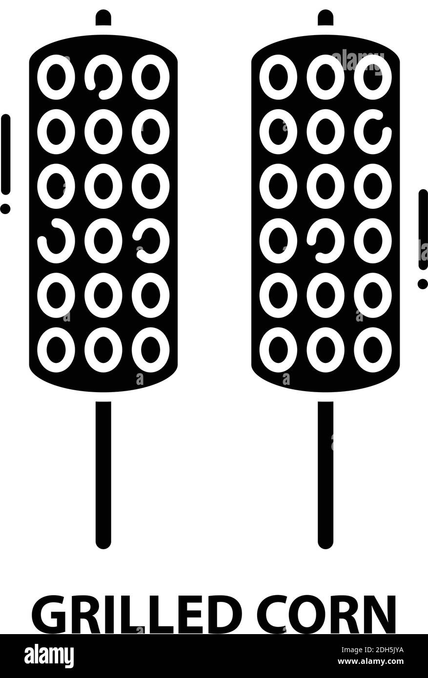 grilled corn icon, black vector sign with editable strokes, concept ...