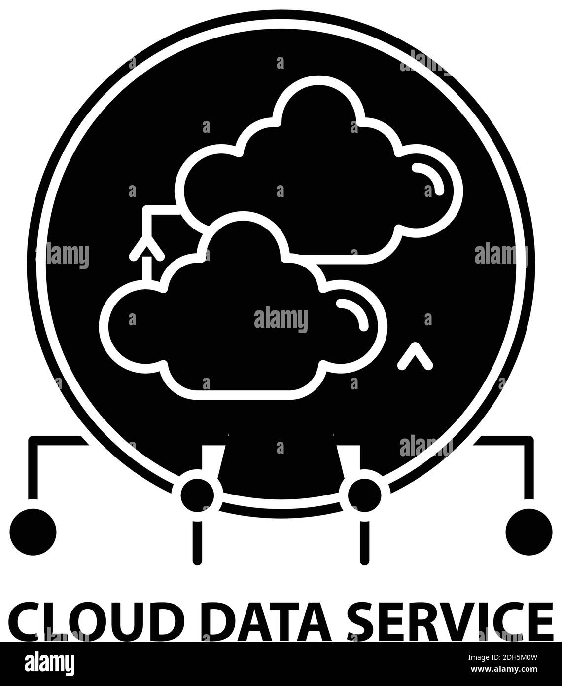 cloud data service icon, black vector sign with editable strokes ...