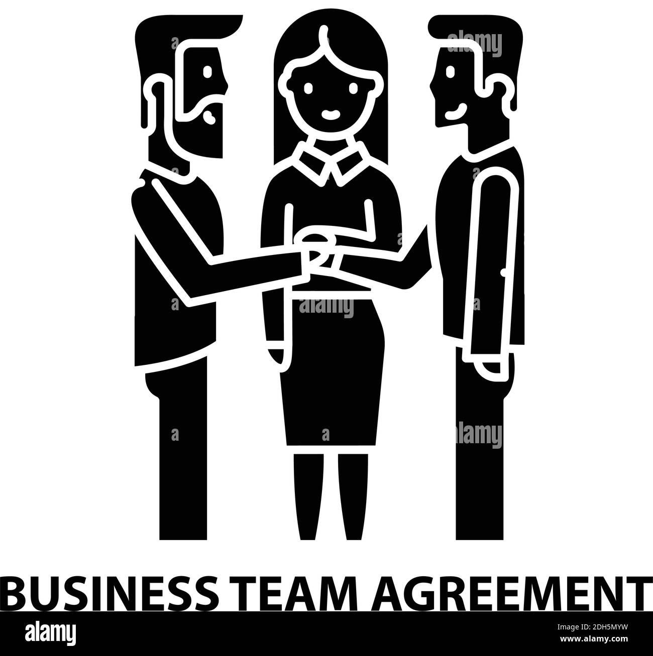 business team agreement icon, black vector sign with editable strokes ...