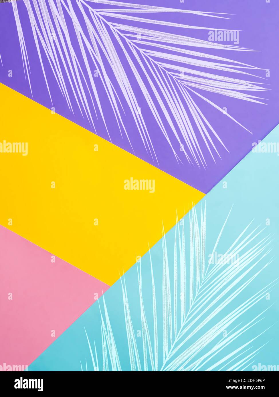 Colored paper background with tropical leaf Stock Photo - Alamy