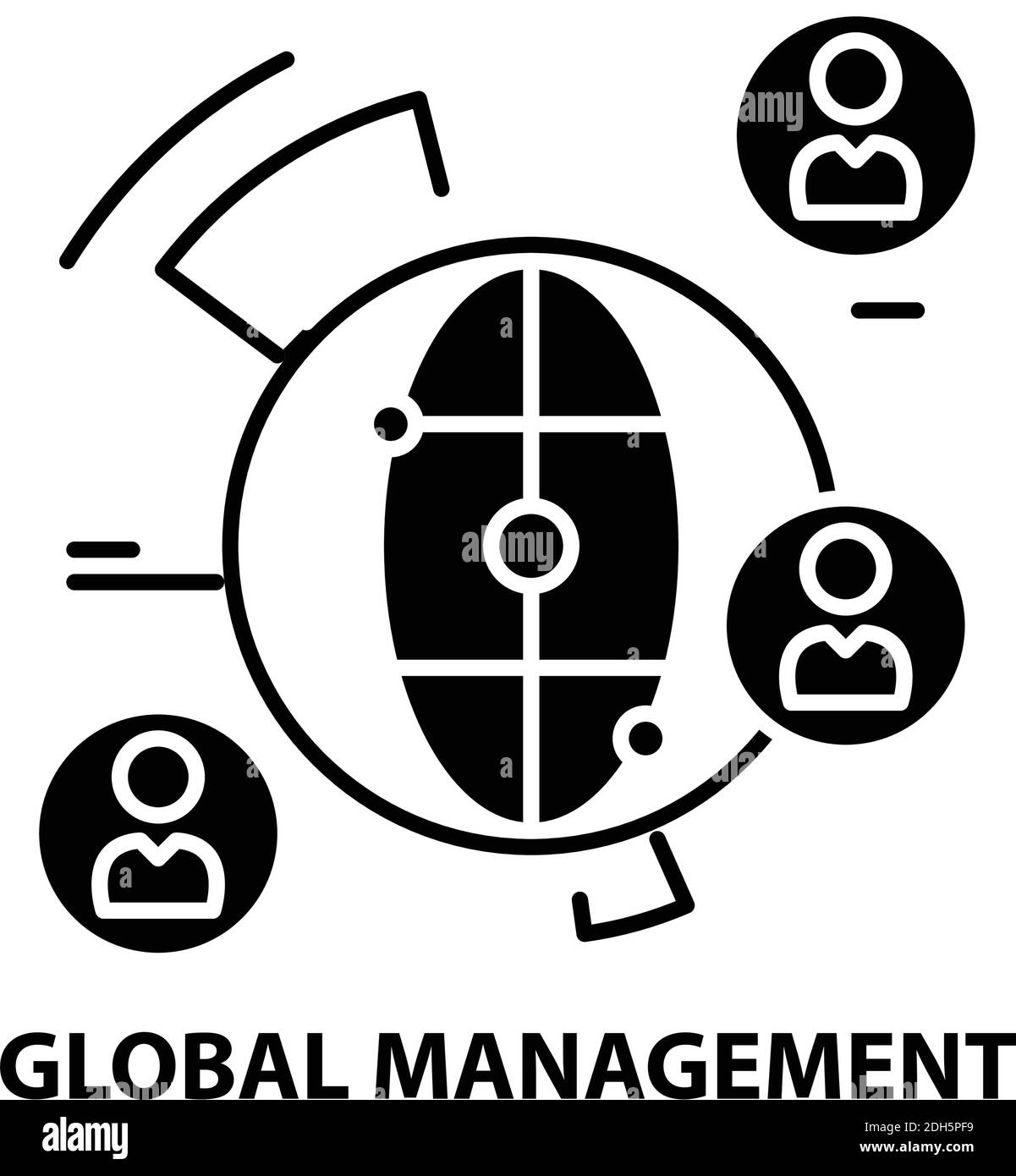 global management icon, black vector sign with editable strokes ...