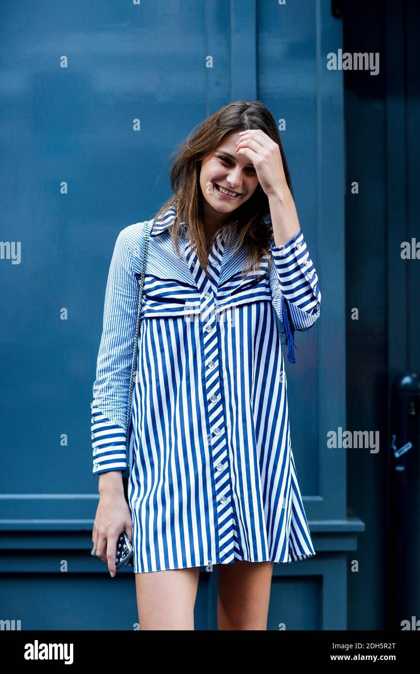 Street style, model Charlotte Wiggins arriving at House of Holland ...