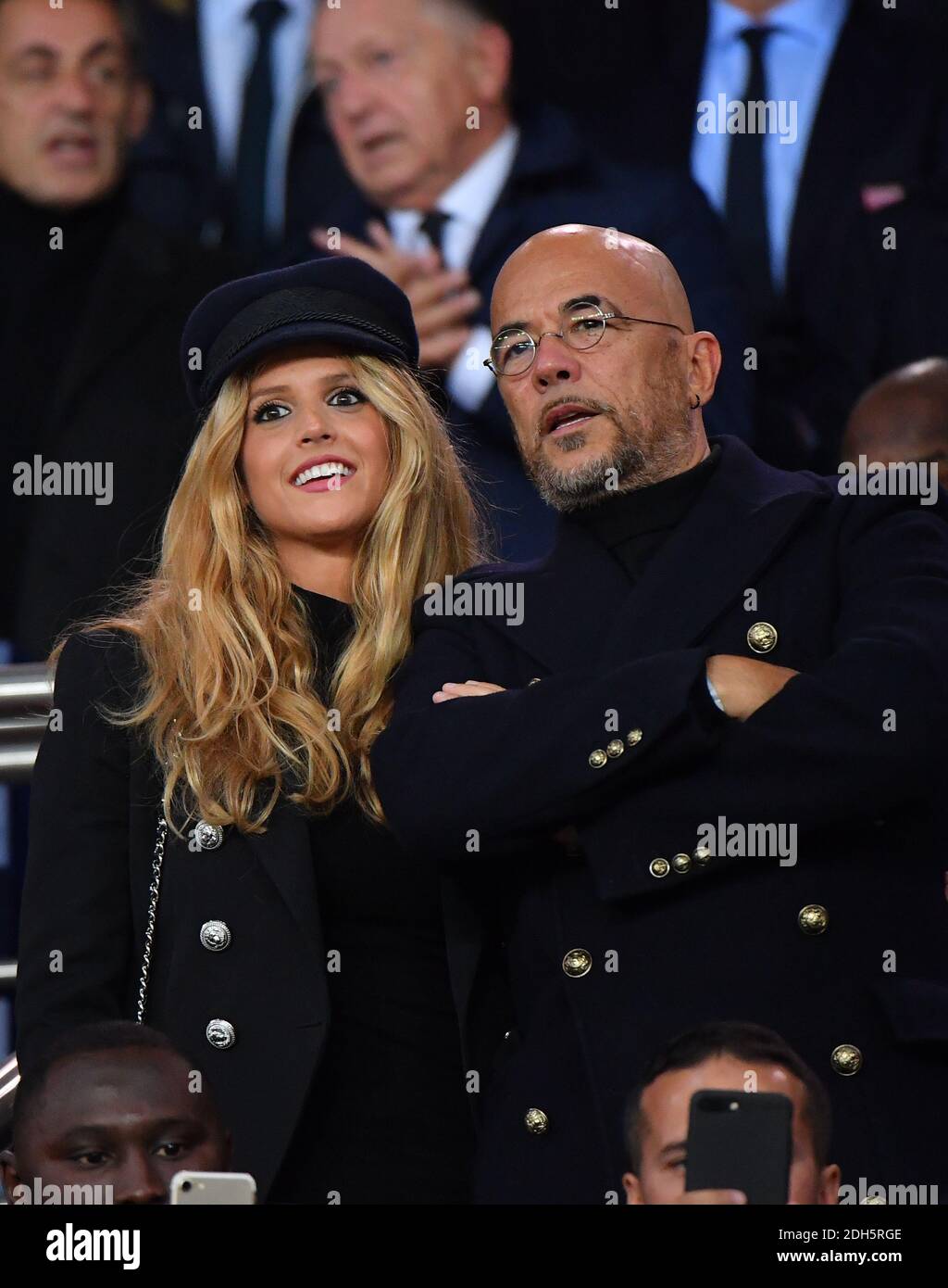 Pascal Obispo and wife Julie Hantson during the French First League ...