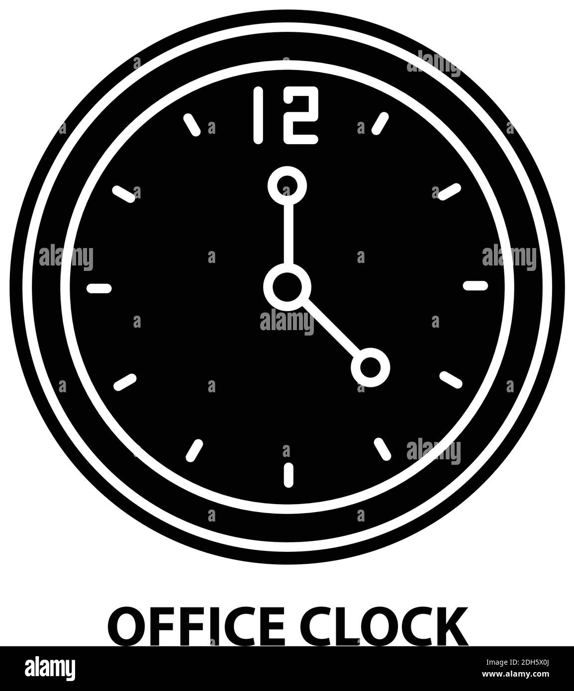 office clock icon, black vector sign with editable strokes, concept ...