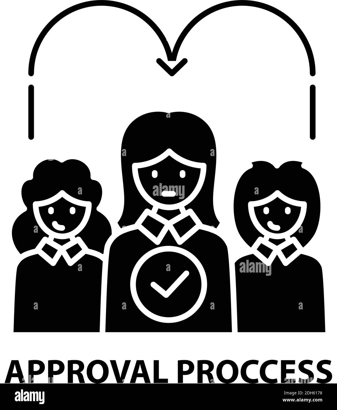 approval proccess icon, black vector sign with editable strokes ...