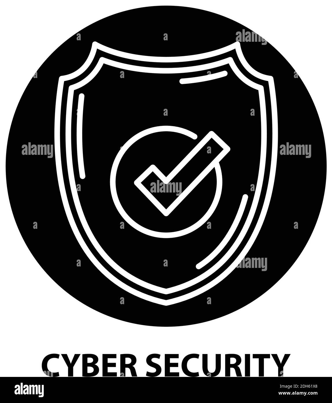 cyber security icon, black vector sign with editable strokes, concept ...