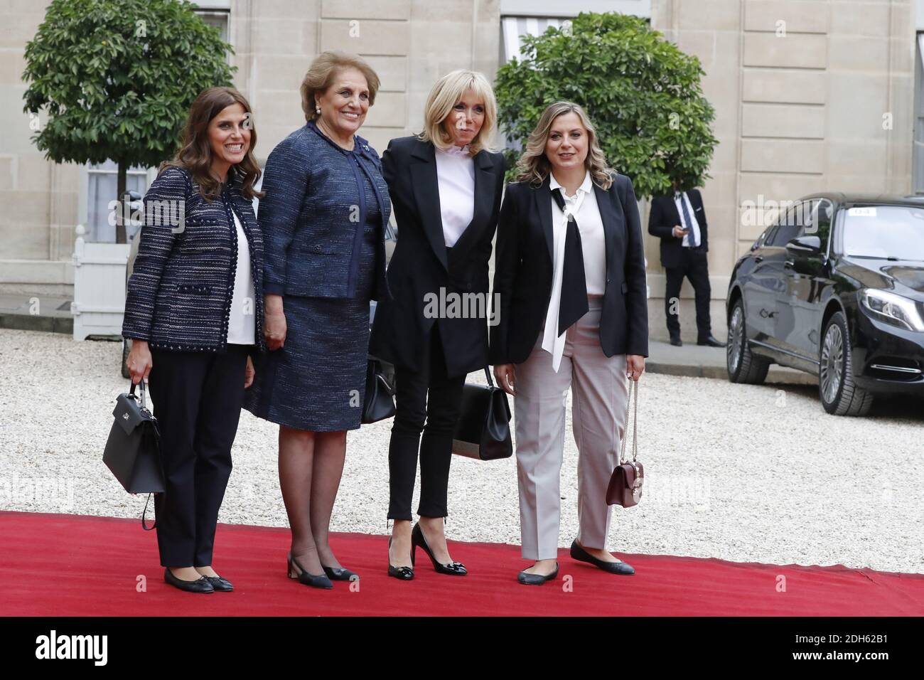 France's first lady Brigitte Macron greets Lebanese President's wife ...