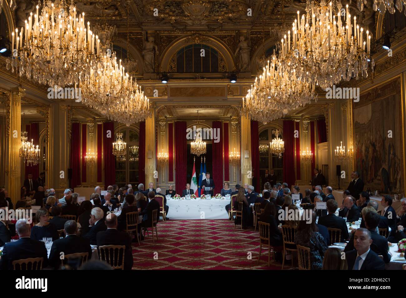 Brigitte Macron, Michel Aoun, Emmanuel Macron and Nadia Al Chami.French ...