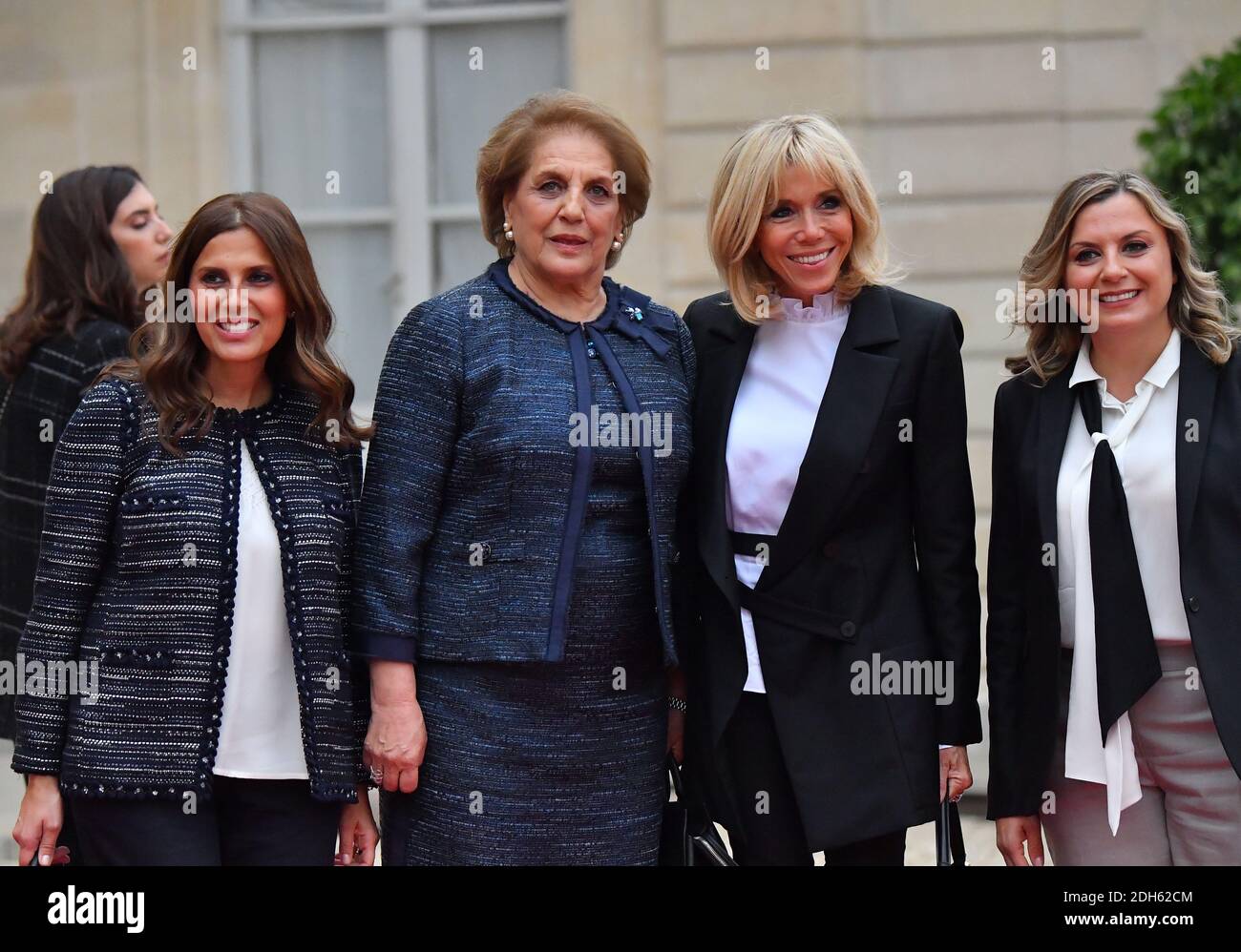 France's first lady Brigitte Macron greets Lebanese President's wife ...