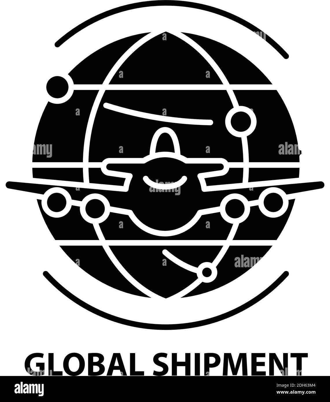 global shipment icon, black vector sign with editable strokes, concept ...
