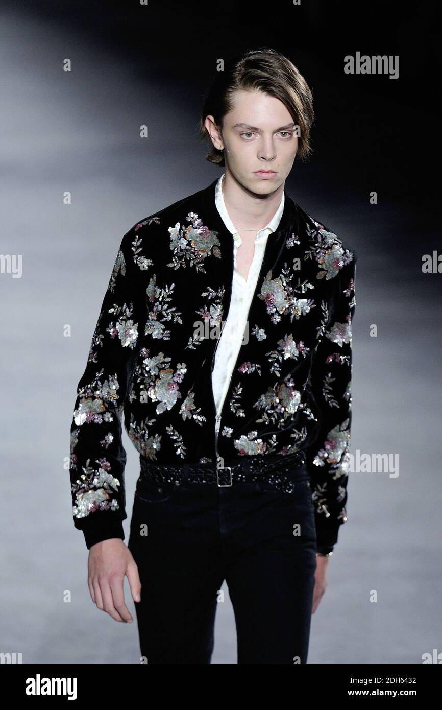 A model walks the runway during the Saint Laurent Fashion Show as part ...