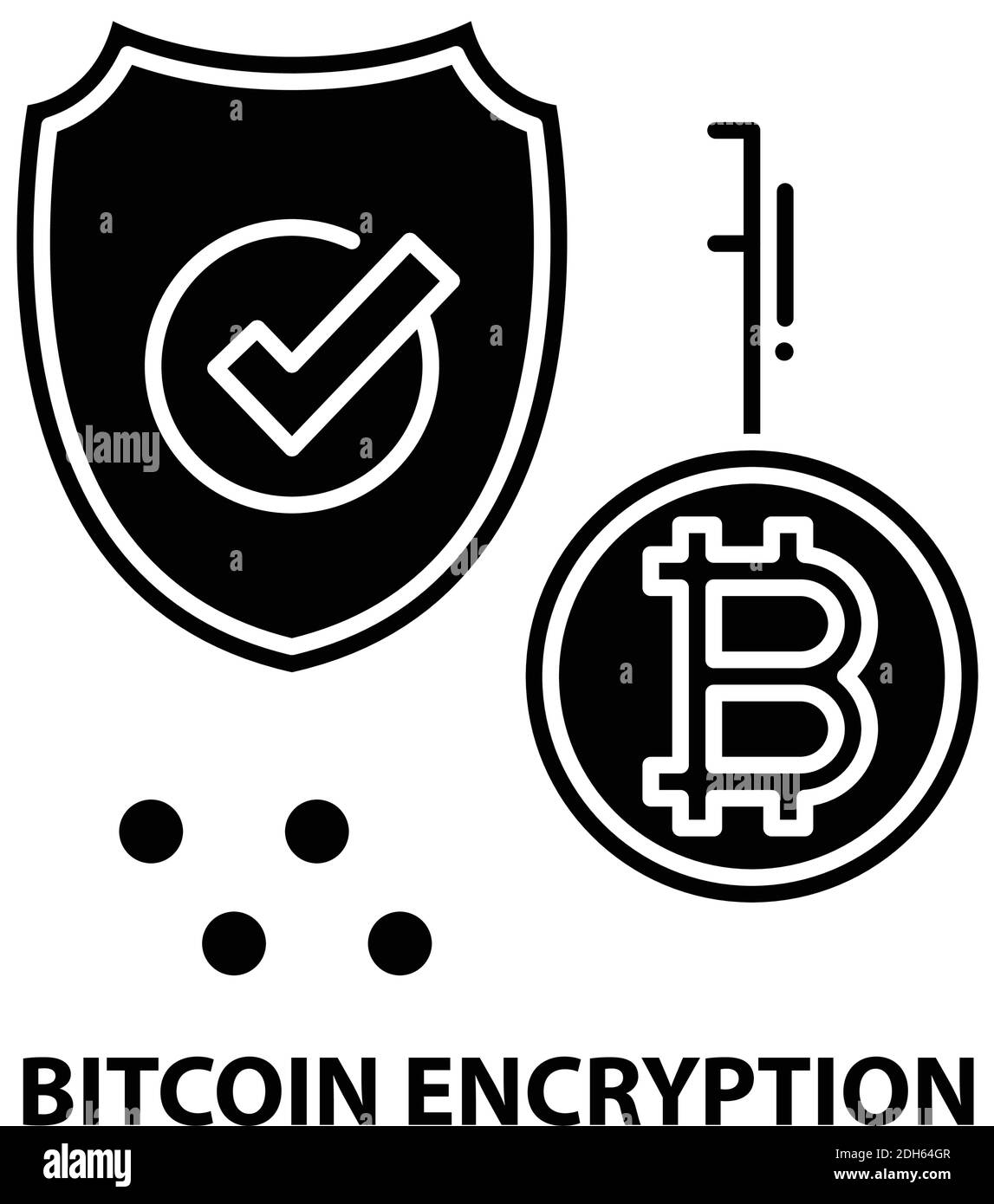 bitcoin encryption icon, black vector sign with editable strokes ...