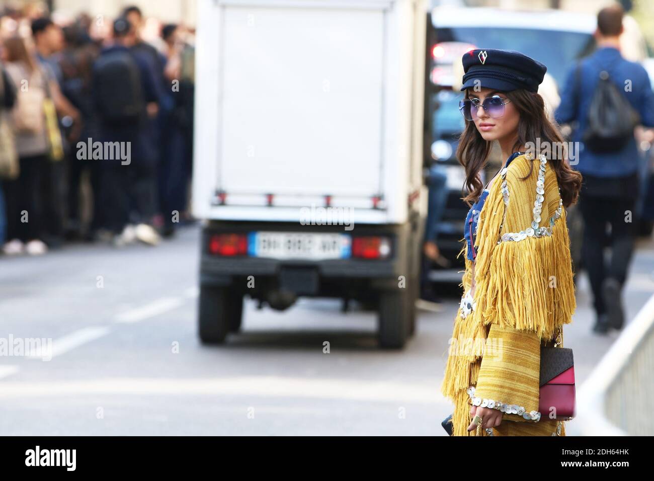 Street style, blogger Kim Azulay arriving at the Dior Fashion Show ...