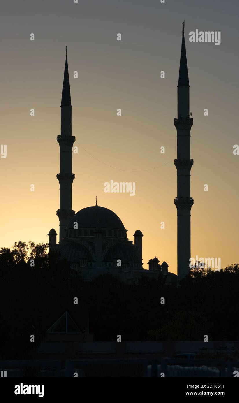 silhouette of minarets at the sunset in Konya, Turkey Stock Photo - Alamy