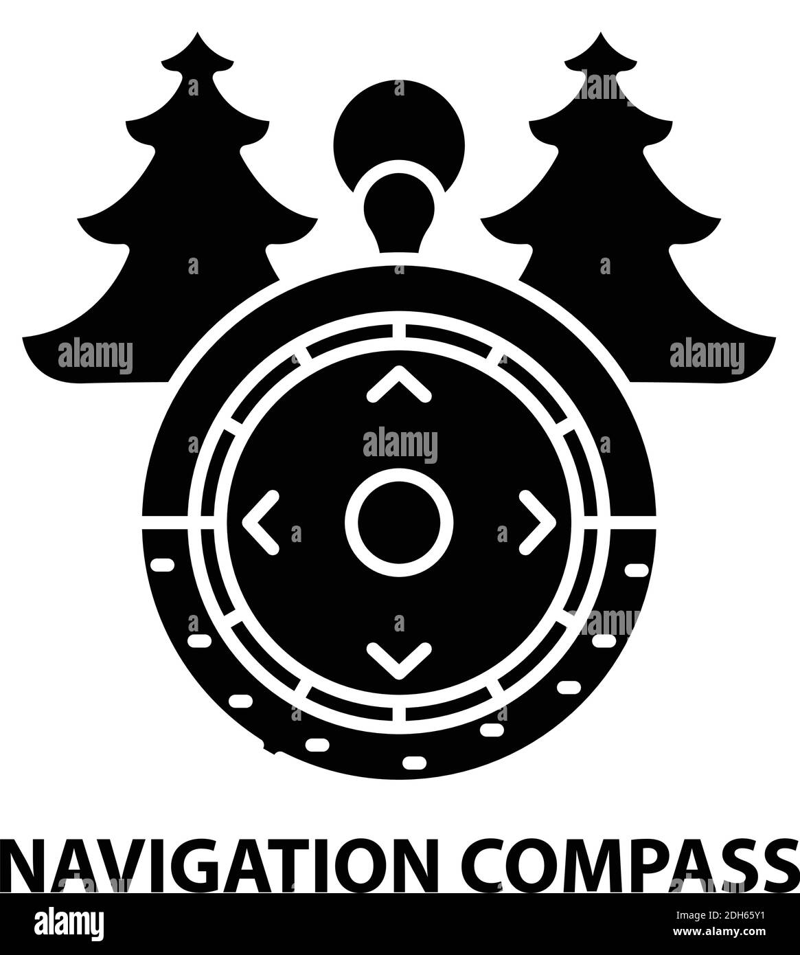 navigation compass icon, black vector sign with editable strokes ...