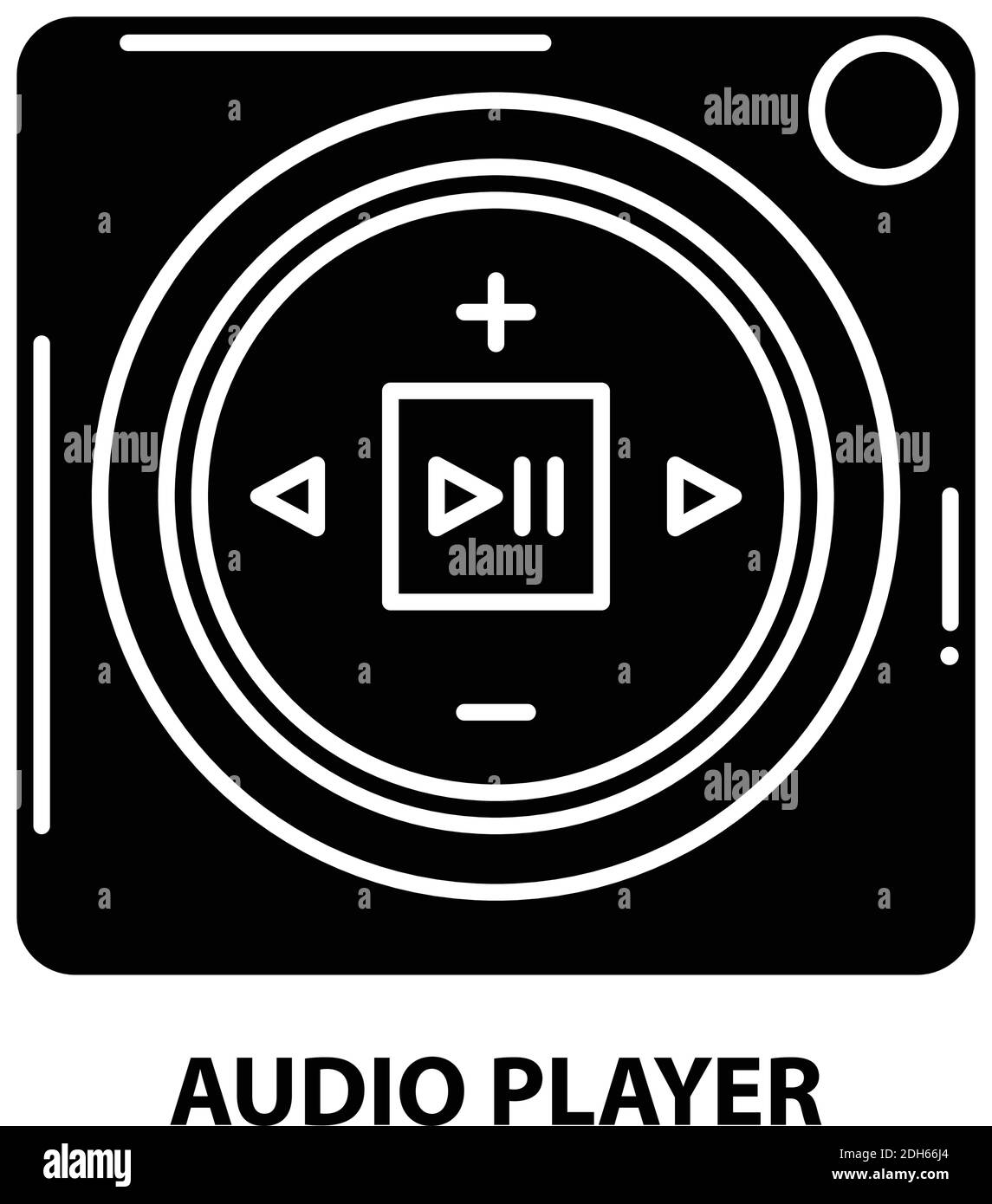 audio player icon, black vector sign with editable strokes, concept ...