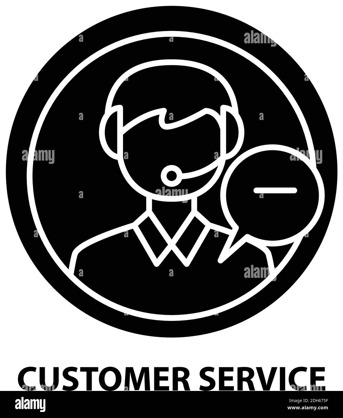 customer service icon, black vector sign with editable strokes, concept ...