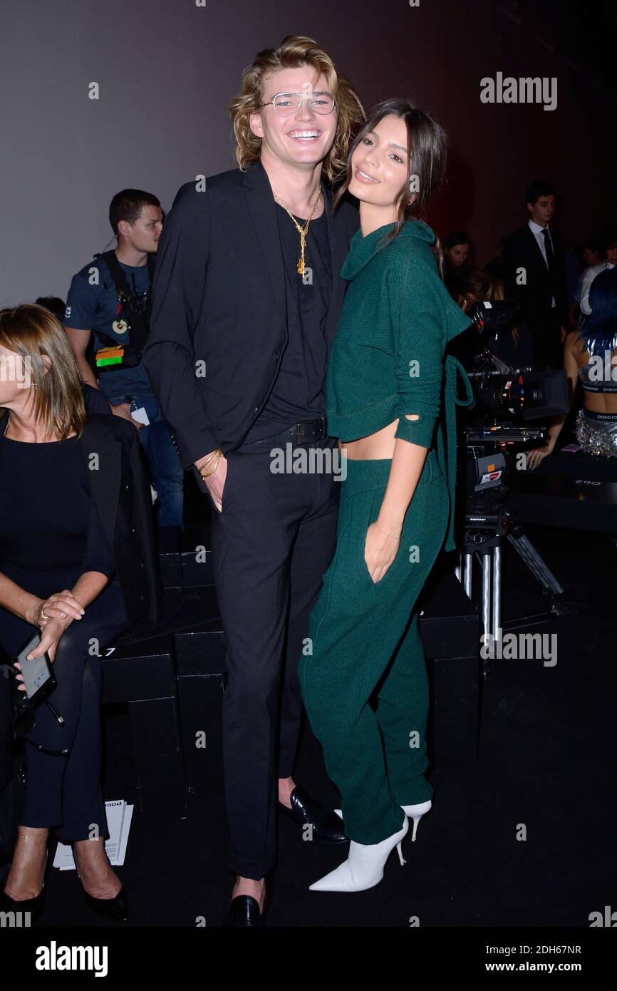 Jordan Barrett and Emily Ratajkowski attending the Paco Rabanne Fashion ...