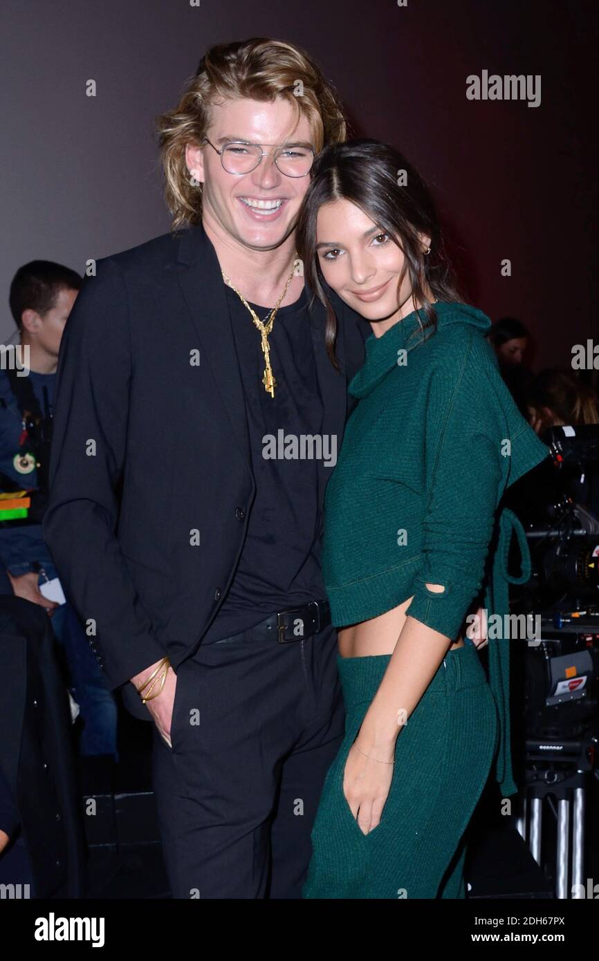 Jordan Barrett and Emily Ratajkowski attending the Paco Rabanne Fashion ...