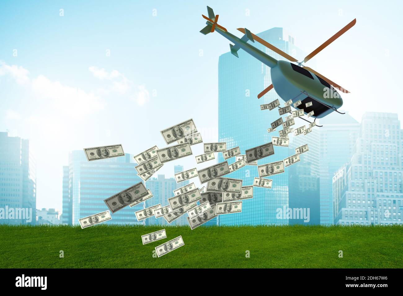 Concept of helicopter money in economic stimulation Stock Photo - Alamy