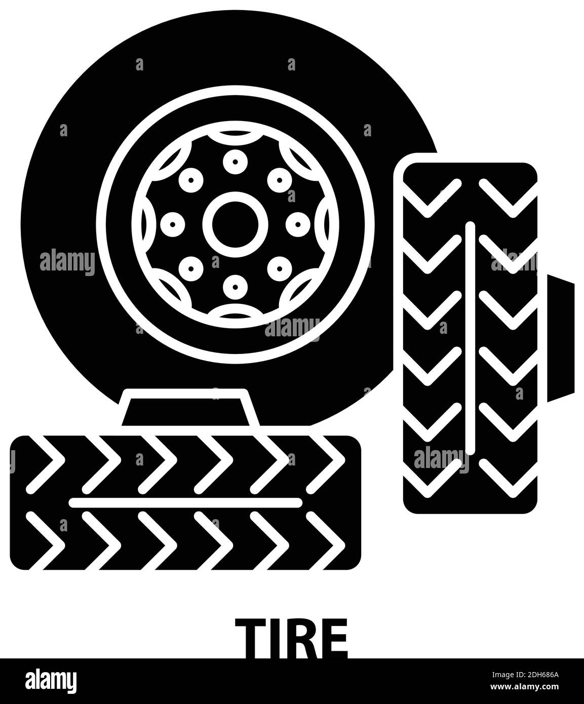 tire icon, black vector sign with editable strokes, concept ...